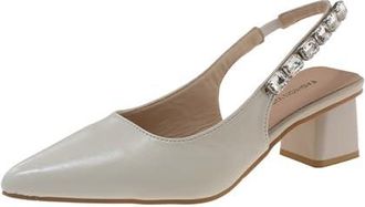 Generic Escarpins &agrave; bout pointu ferm&eacute; pour femme avec bride de cheville et strass, beige, 40.5 EU