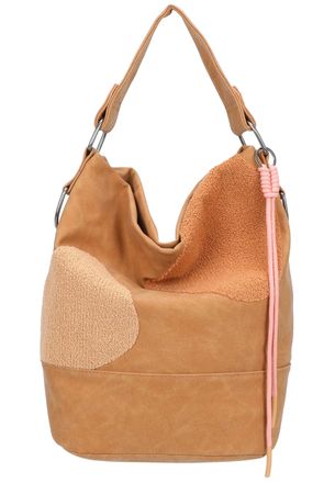 Fritzi Aus Preu&szlig;en Fritzi Olga Limited Happy Flocked Heritage Soft Chestnut Hobo Handtasche Kunstleder Damen Umh&auml;ngetasche Festival City vegan Flockdetails 37 x 27 x 17 