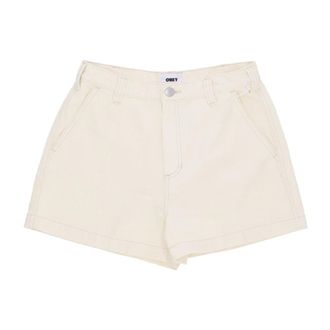 Obey Denim Shorts mit Logoed Taillenverschluss - - Shorts - Damen - Beige - W28