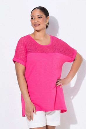 Miamoda T-Shirt T-Shirt A-Linie Spitzeneinsatz