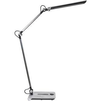 Beliani Lampe de Bureau LED avec Bras R&eacute;glable et Pivotant Variateur 5 Modes Minuterie Argent&eacute;e Aquila