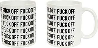 Fisura HM0872 Tasse Fuck Off, Keramik, 12 x 10 cm, Wei&szlig;/Schwarz