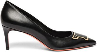Santoni Hohe Schuhe - Womens leather midheel pump - Gr. UK_4 - in Schwarz - f&uuml;r Damen