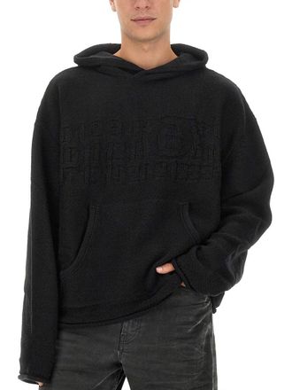 Maison Margiela Cropped Logo Virgin Wool Sweater - Black
