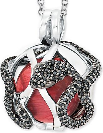 Engelsrufer Damen Halskette aus Sterling Silber mit Klangkugel Anhänger Silber in der Größe XS mit roter Klangkugel und Zirkonia, Karabinerverschluss, nickelfrei,