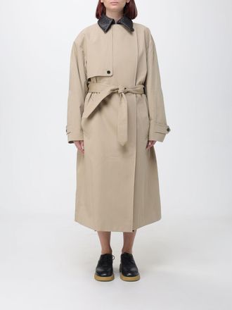 Bottega Veneta Trench-coat long oversize en coton avec col en cuir