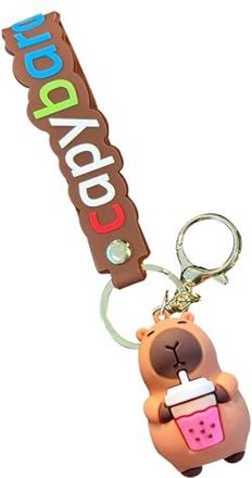Generic Capybara Porte-cl&eacute;s figurine - Pendentif de voiture amusant - D&eacute;coration de cl&eacute; portable | Design animal de dessin anim&eacute; Mini pendentif en forme de po