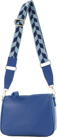 modamoda.de T230 Damen Leder Umh&auml;ngetasche Schultertasche handmade in Italy, Farbe:Signalblau