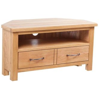 vidaXL Vidaxl - Meuble TV en bois de ch&ecirc;ne solide avec tiroir - Dimensions 88 x 42 x 46 cm - Sortie c&acirc;bles pratique - Esth&eacute;tique rustique