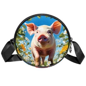 Generic Sac &agrave; bandouli&egrave;re rond pour femme, petit sac &agrave; bandouli&egrave;re avec fermeture &eacute;clair, bretelles r&eacute;glables, style d&eacute;contract&eacute;, pour femmes et filles