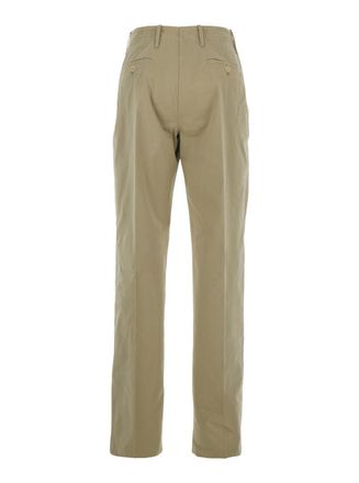 Semicouture Womens High-Waisted Trousers Beige Cotton