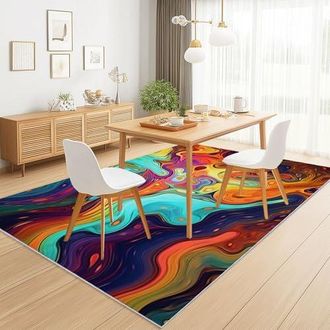 Generic Tapis Imprim&eacute; Ondulations Vagues continuit&eacute; pour Salon Chambre D&eacute;coration de la Maison - Multicolore Flanelle Antid&eacute;rapante Tapis Salon de Sol paillas