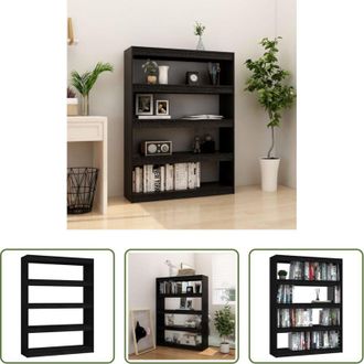 vidaXL Raumteiler - B&uuml;cherregal/Raumteiler Schwarz 100x30x135,5cm Kiefer Massivholz