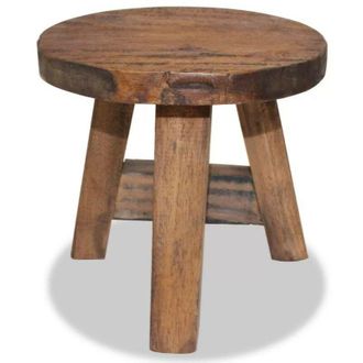 Les Tendances Tabouret bas rond bois massif recycl&eacute; clair Indula