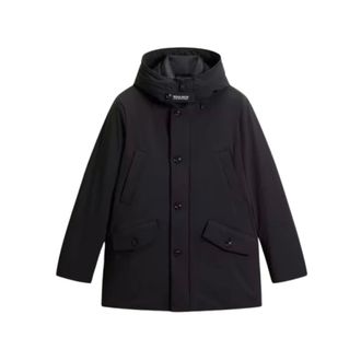 Woolrich Parka matelass&eacute;e &agrave; capuche en tissu stretch l&eacute;ger - Homme - Manteaux - Noir - Taille: S