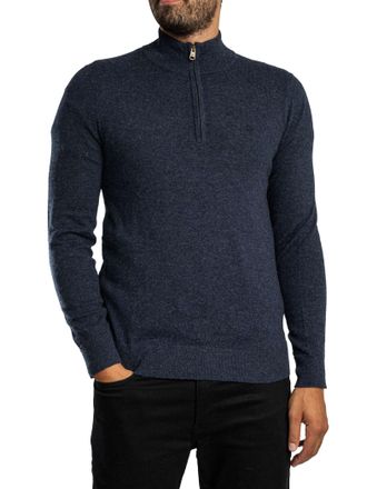 Superdry Ess LW Wollmischung 1/2 Rei&szlig;verschluss Strickpullover, Blau