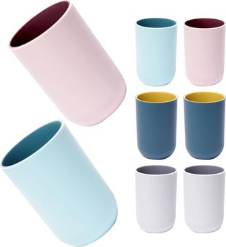 Valiclud 8 Stück Teiliges Zweifarbiger Wiederverwendbarer Kunststoff-zahnputzbecher mit Matter Oberfläche Multifunktional als Mundspülungs Trinkbecher für Bad 