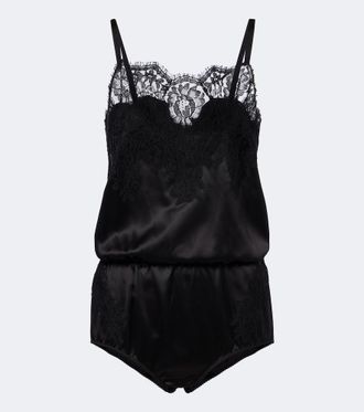Dolce & Gabbana Combi-short en soie m&eacute;lang&eacute;e &agrave; dentelle