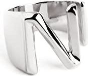 Singularu Bague personnalisée Letter Signet. Solide et ajustable. Laiton avec finition plaqué rhodium. Taille unique. Bijoux pour femme. Lettre N