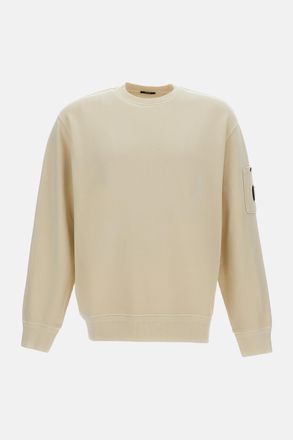 C.P. Company Rundhalspullover Aus Diagonaler Baumwollfleece Mit Linse