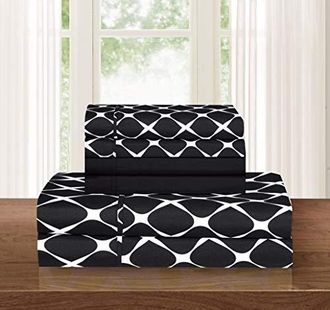 Elegant Comfort TM Luxuri&ouml;ses, weichstes Bettlaken, 4-teilig Traditionell King schwarz