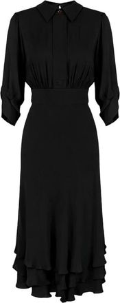 Elisabetta Franchi Femme, Robes, Noir, Taille: 44 FR Viscose Georgette Midi Dress