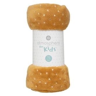 Atmosphera Atmosphera - Plaid Enfant Berlingot - Flanelle - Jaune Ocre - 75x100 cm