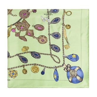 Versace unisex, Accessoires, Vert, Taille: ONE Size Foulard en Twill de Soie Imprim&eacute; 90 cm