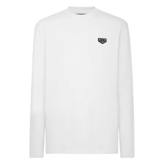 Philipp Plein Homme, Tops, Blanc, Taille: 3XL T-shirt Round Neck LS
