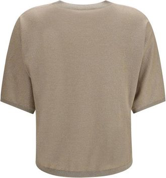 Brunello Cucinelli Cashmere and Silk Blend T-Shirt - Beige