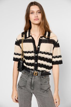 Gerard Darel Polo en crochet ray&eacute; - JOLENE - Noir