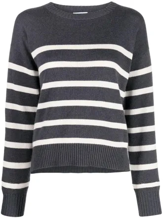 Brunello Cucinelli pull en cachemire &agrave; rayures - Gris