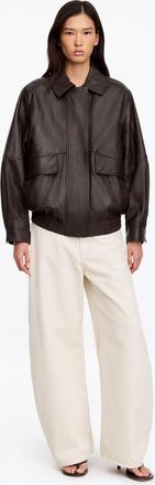 Arket Lockere Lederjacke -Braun