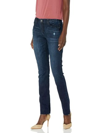 Democracy Damen AB Solution Girlfriend-Jeans, Indigo/Mandala-Traum, 46