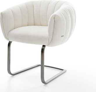 DELIFE Freischwinger Jada-Flex Boucl&eacute; Soft Beige Freischwinger flach Graphit Taschenfederkern, Esszimmerst&uuml;hle