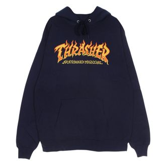 Thrasher Navy Sweatshirt mit Fire Logo Hood - - Sweatshirts & Hoodies - Herren - Blau - XL