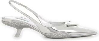 Prada Sling-back en cuir m&eacute;talis&eacute;