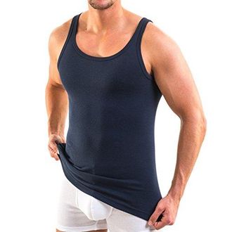 Hermko 3000 Maillots Hommes, débardeur en 100% Coton Biologique, Taille:8 (XXXXL), Couleur:Bleu foncé