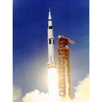 Wee Blue Coo Space Apollo 11 Launch Saturn V Rocket Blast Thrust Flame USA Art Print Poster Wall Decor Kunstdruck Poster Wand-Dekor-12X16 Zoll