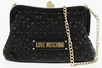 Moschino LOVE Quilted Faux Leather Bag with Golden Chain and Heart De size Unic