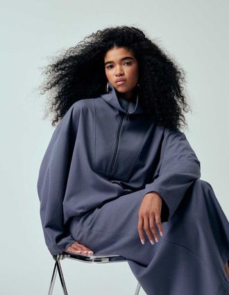 Asos Veste densemble ajust&eacute;e &agrave; col chemin&eacute;e - Bleu