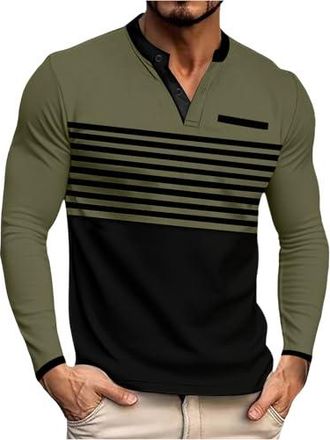 Generic Chemise tendance tendance pour homme, coupe classique, v&ecirc;tement de travail d&eacute;contract&eacute;, polo &agrave; boutons, l&eacute;ger et respirant, tuniques de vacances, Vert