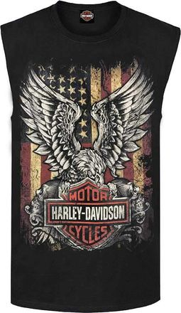 Harley-Davidson Harley-Davidson Herren Custom Freedom &Auml;rmelloses Rundhalsausschnitt Muscle Shirt - Schwarz - Schwarz - X-Gro&szlig;