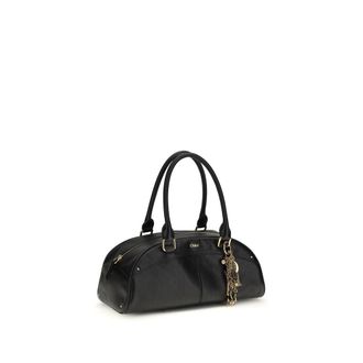 Chlo&eacute; Womens Bowling Handbag Shoulder Black Calf Leather Bos