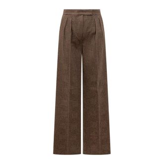 Max Mara Femme, Pantalons, Brun, Taille: 38 FR Pantalon Large en Flanelle de Laine
