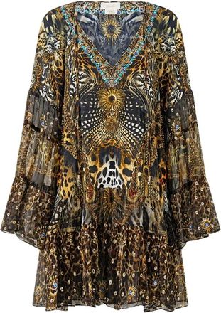Camilla Femme, Robes, Multicolore, Taille: 40 FR A-Line Gathered Silk Panel Dress - Feline Folklore