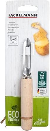 Fackelmann Fackelmann Gem&uuml;sesch&auml;ler 15 cm - Klinge mit Zahnschliff aus Edelstahl - FAIR - manueller Sch&auml;ler aus Holz f&uuml;r die K&uuml;che, FSC-zertifiziert (31371)