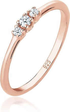 Elli Ringe - Ring Verlobungsring Diamant (0.06 ct.) Zart 925 Si - Gr. 52 MM - in Silber - für Damen