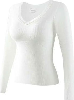 Generic CHJAN Ensemble thermique &eacute;pais original pour femme avec coussinet de poitrine Automne Hiver Couche de base Chemise V&ecirc;tements dext&eacute;rieur Pyjama, Dessus