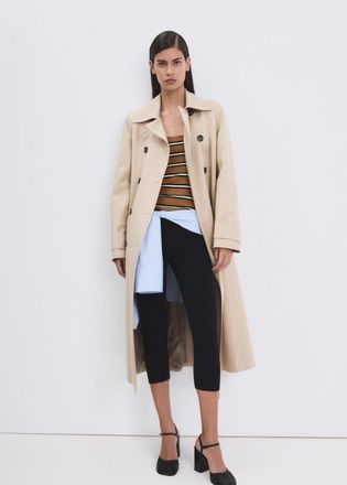 Mango Top maille &agrave; rayures caramel - Femme - XS - MANGO